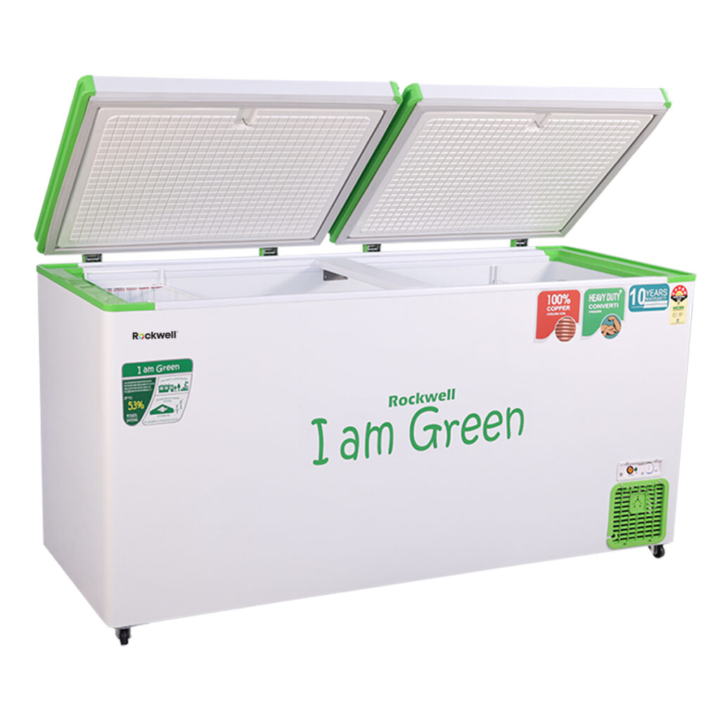 ROCKWELL 550DDUC, 5 Star, Convertible GREEN Deep Freezer, Double Door ...