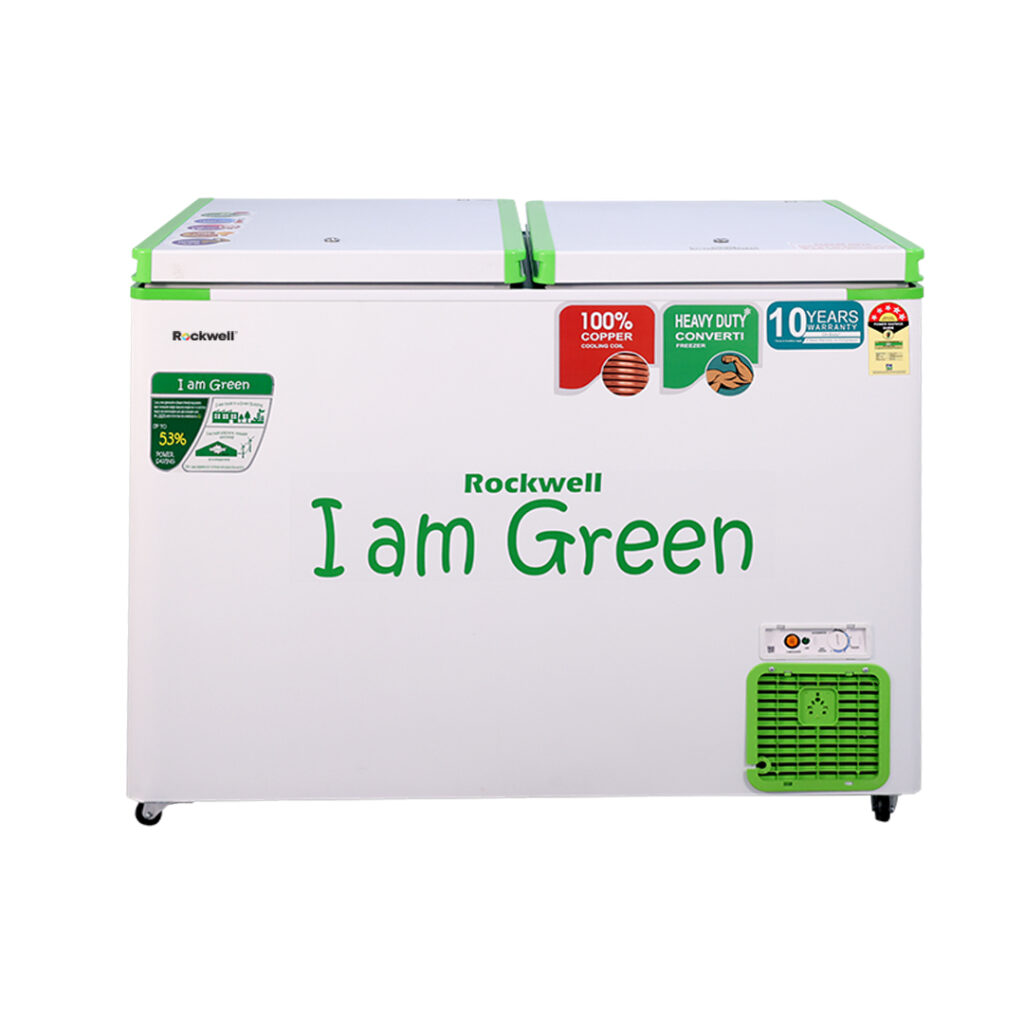 ROCKWELL 350DDUC, 5 Star, Convertible GREEN Deep Freezer, Double Door ...