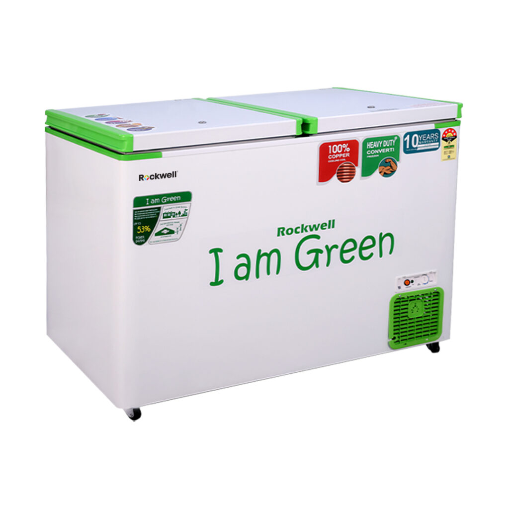 ROCKWELL 350DDUC, 5 Star, Convertible GREEN Deep Freezer, Double Door ...