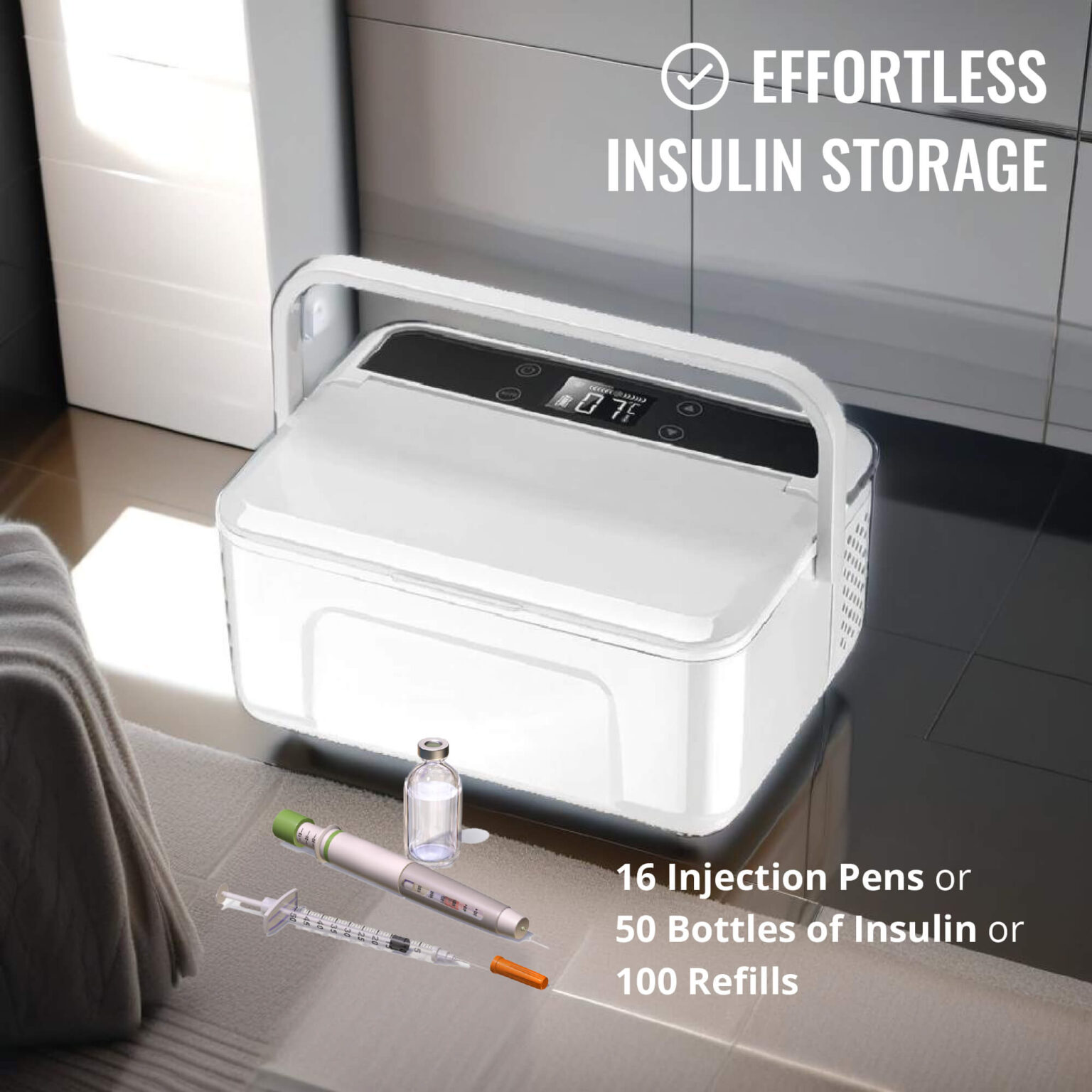 Rockwell 1L Insulin Fridge, holds 16 Injection Pens or 50 Bottles of ...